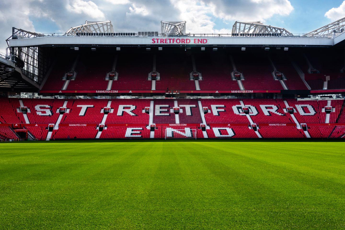 Manchester United Football Club - MUFC - Stretford End football pitch ...